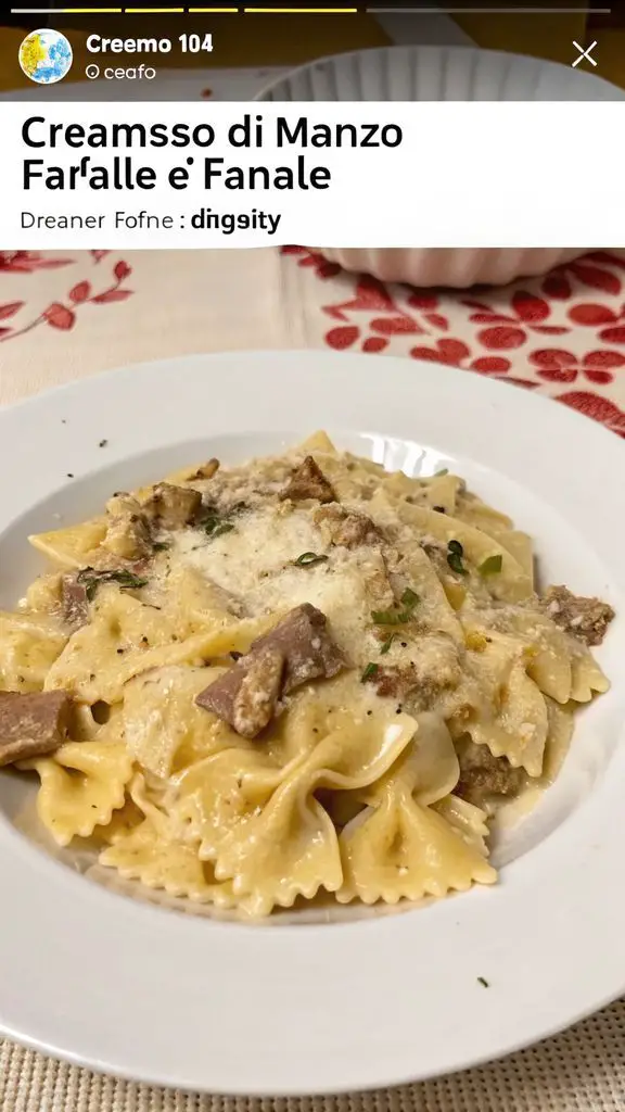 Pasta Cremosa di Manzo e Farfalle, Una Cena da Sogno! - FoodPedia1